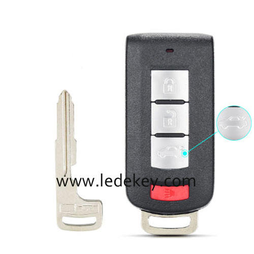 Mitsubishi 3+1 button smart key shell NO LOGO