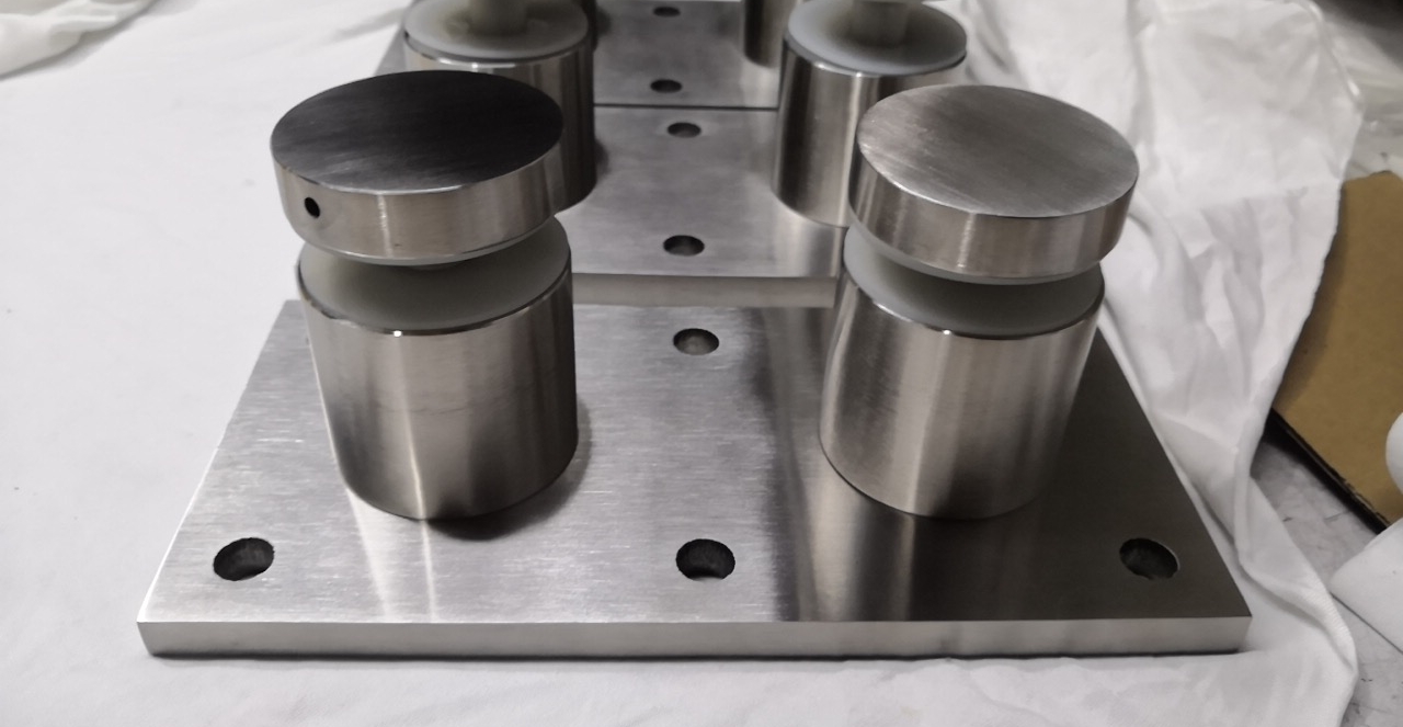 Matte Black Stainless Steel Twin Glass Railing Standoff With Mounting Plate