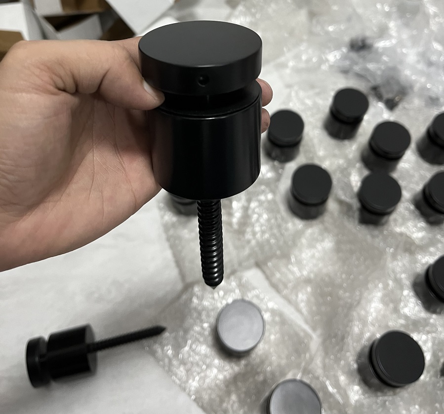 Matte Black Heavy Duty Stainless Steel Twin Glass Standoff with ...