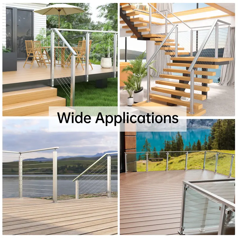 One-Stop Cable Railing Post Kits, Adjustable Top Level Drilled Line ...