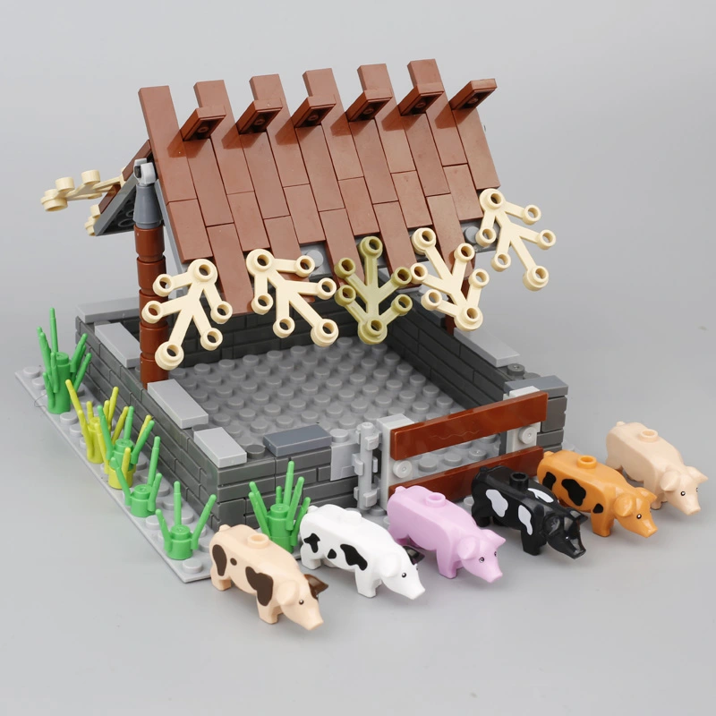 MOC City Farm Series Minifigures Pigsty House Building Blocks Bricks Toys