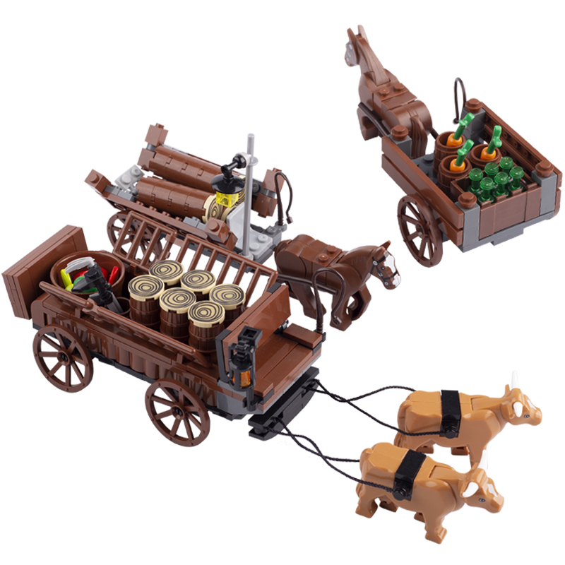 MOC City Farm Series Minifigures Ox cart Building Blocks Bricks Toys