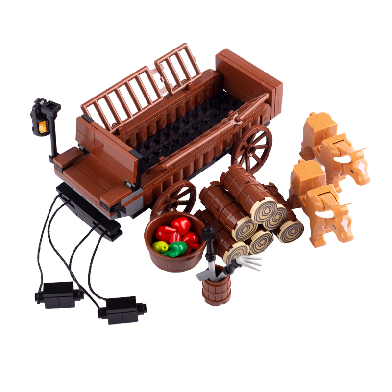 MOC City Farm Series Minifigures Ox cart Building Blocks Bricks Toys