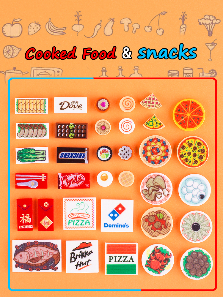 MOC City Food Series Minifigures Tableware Building Blocks BricksToys