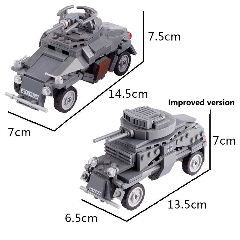 MOC WW2 Soldier Minifigures SDKFZ222 Armored Cars Building Blocks ...