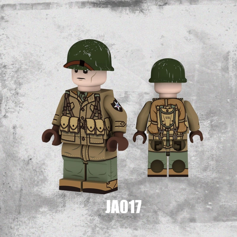 WW2 US Military Soldier Minifigs Building Blocks Army Weapons Gun ...
