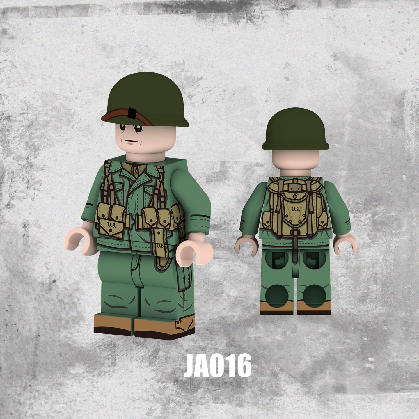 WW2 US Military Soldier Minifigs Building Blocks Army Weapons Gun ...