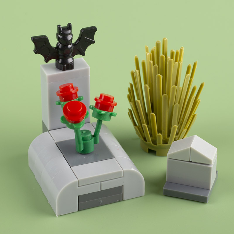 City Halloween Cemetery Figures Building Blocks Tombstone Spider Ghost ...