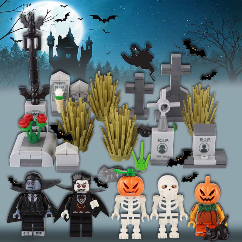 Halloween Cemetery Ghost Vampire Pumpkin Minifigures Building Blocks ...