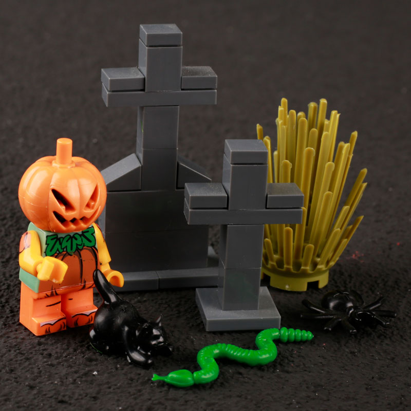 DIY City Halloween Cemetery Building Blocks Printed Tombstone Skull ...