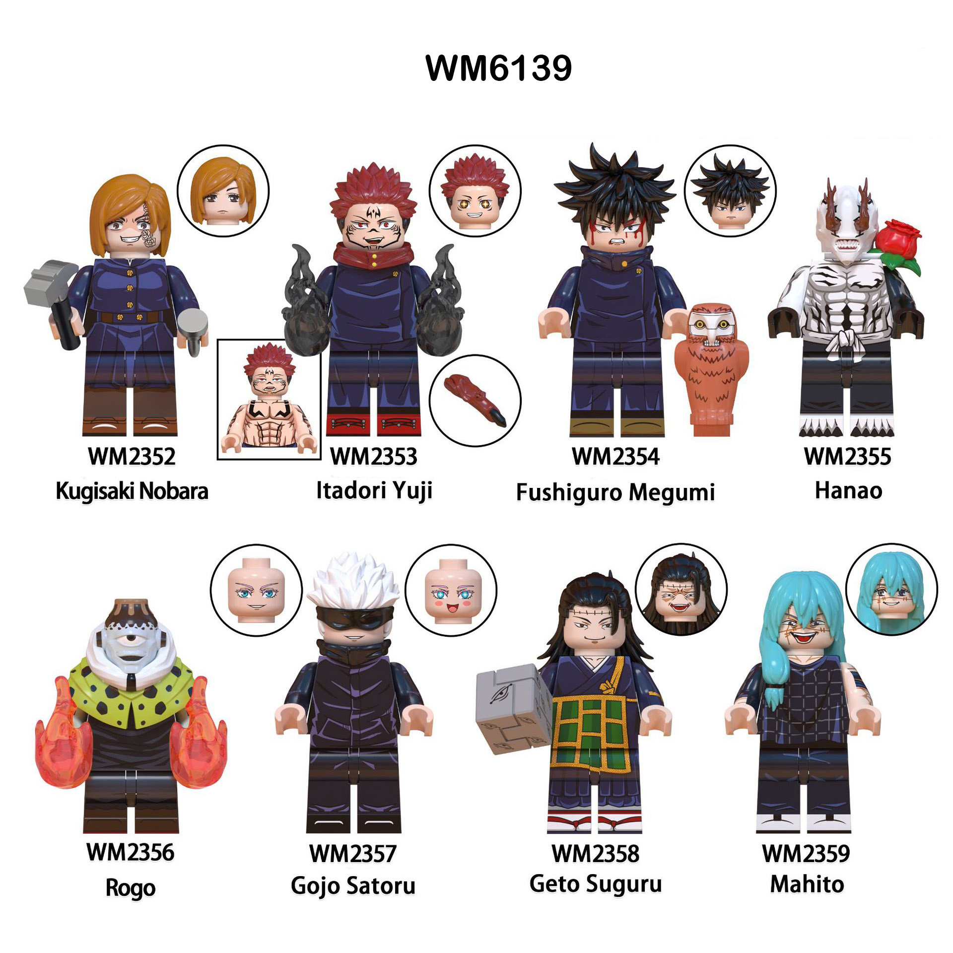 WM6139 Jujutsu Kaisen Minifigures Building Blocks Gojo Satoru Rogo ...