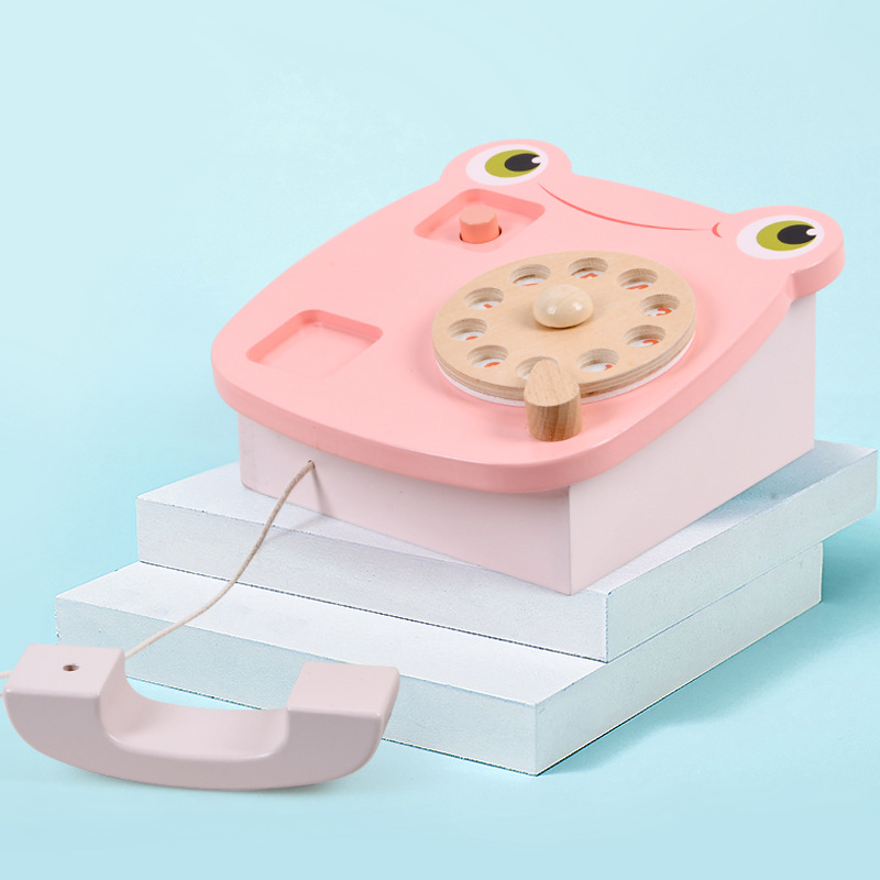 Develop Social Skills with Vintage Simulation Wooden Telephone Toy