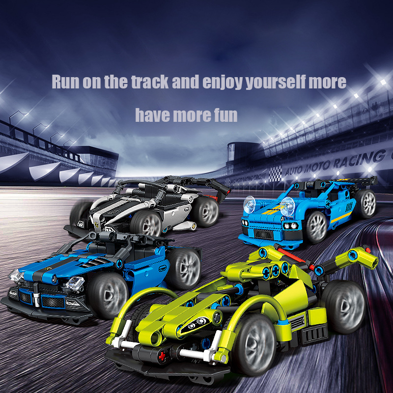 Building Blocks Racing Car Rubber Assembled Classic Decorative Boys