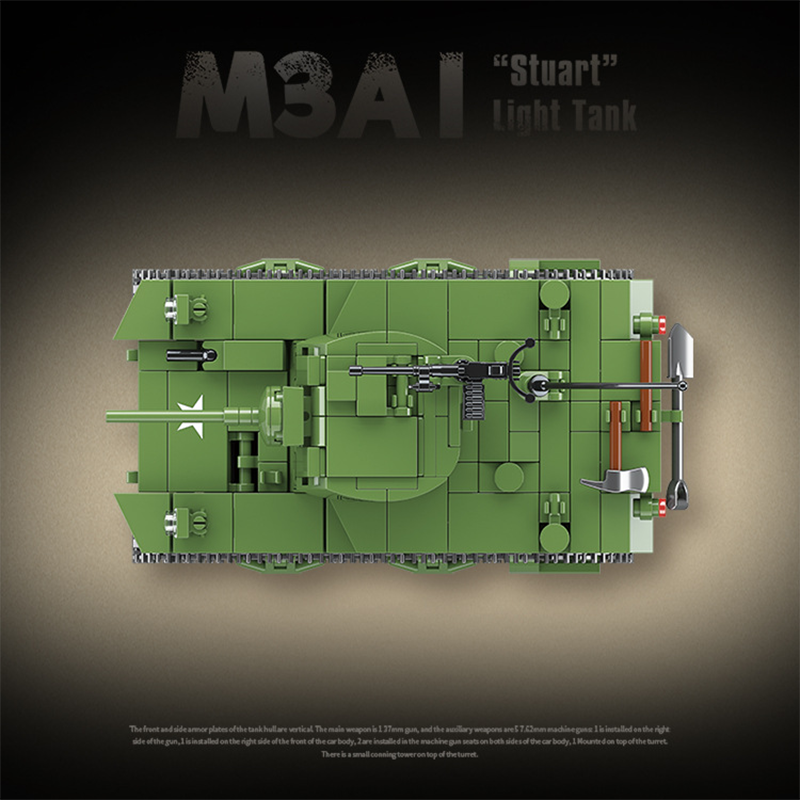 New WW2 Military Model M3A1 Stuart Light Tank Weapon Action Figures ...