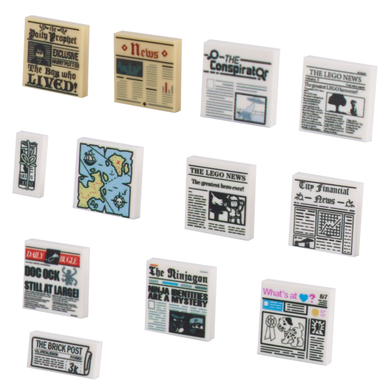 Mini Building Blocks Printing Newspaper Article Images Word Toys Gift