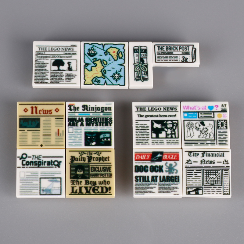 Mini Building Blocks Printing Newspaper Article Images Word Toys Gift