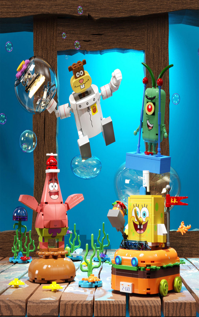 SpongeBob Anime Bricks Model Minifigs Plankton Drawer Decoration Children