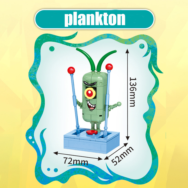 SpongeBob Anime Bricks Model Minifigs Plankton Drawer Decoration Children