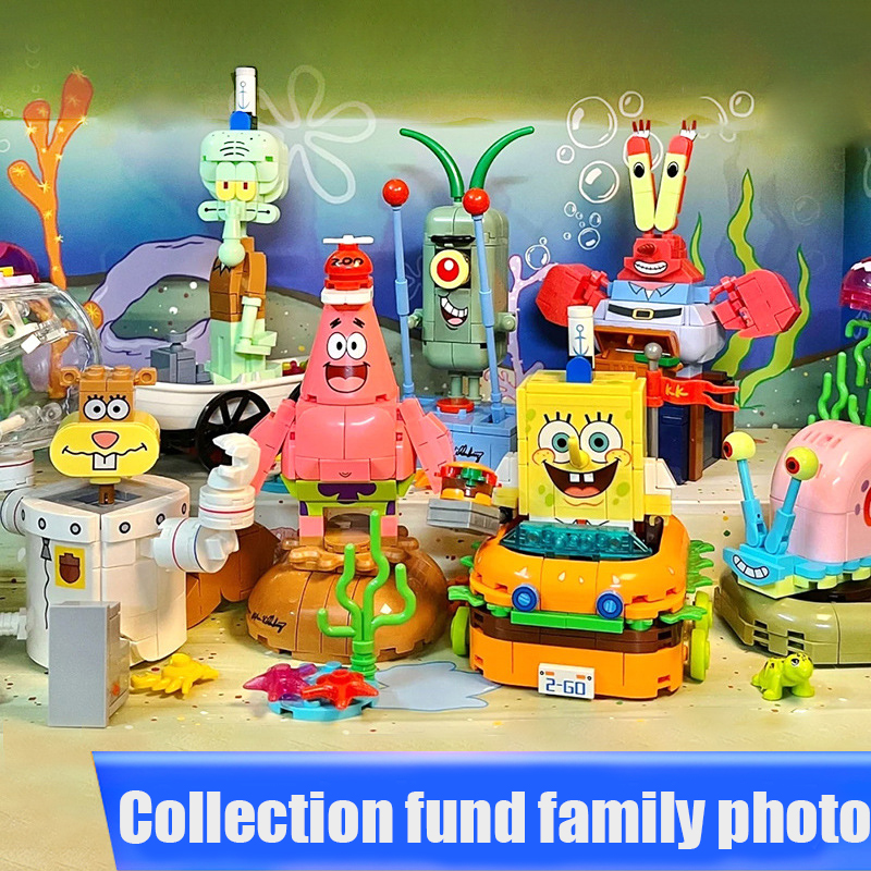 SpongeBob Anime Bricks Model Minifigs Plankton Drawer Decoration Children