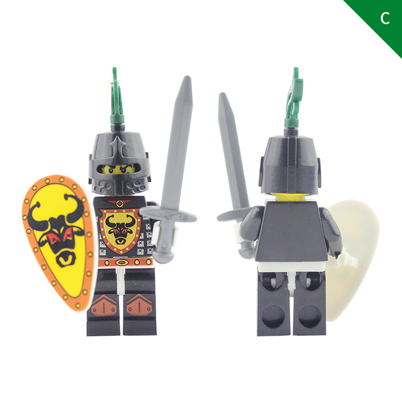 AX9807 Medieval Ox King Knight Minifigs Bricks Military Warrior Weapon