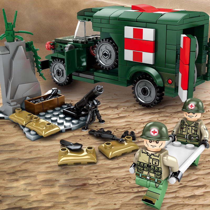WW2 Military US T214-WC54 Ambulance Minifigs Bricks MOC Accessories Gun