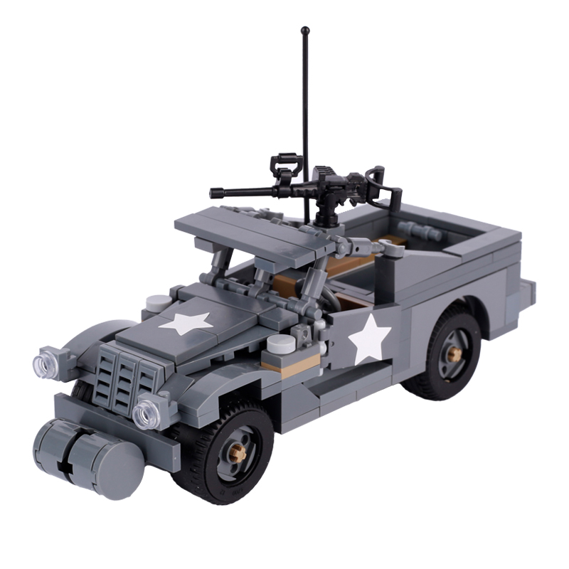 MOC US Military M3A1 Reconnaissance Vehicle Bricks Minifigs Car Wheel