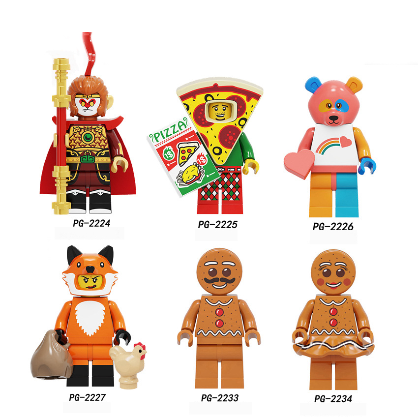 Sun Wukong Gingerbread Man Pizza Man Minifigs Bricks Golden Cudgel Boy