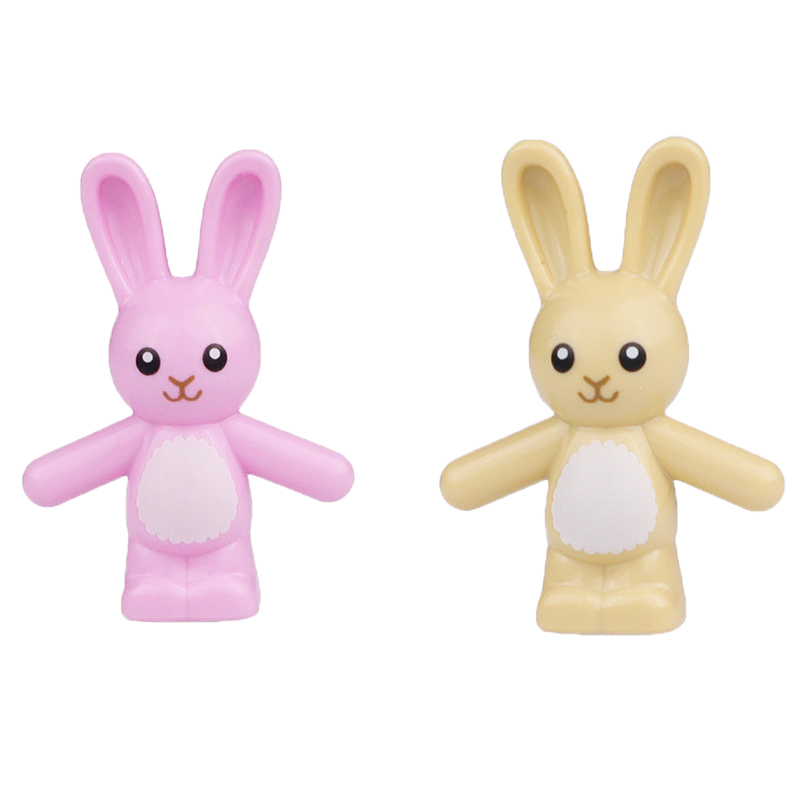 Animal Series Minifigs Rabbit Bricks Pink Cream Coloured DIY Toys Gift