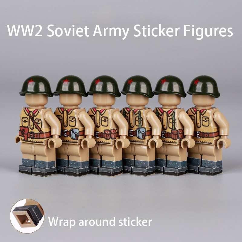 WW2 Soviet Army Sticker Military Seires Minifigs Bricks Compatible Boy