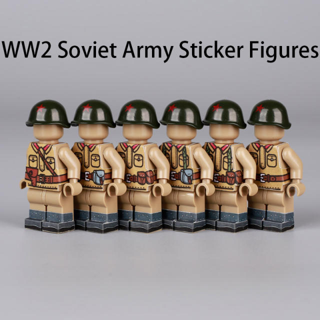 WW2 Soviet Army Sticker Military Seires Minifigs Bricks Compatible Boy