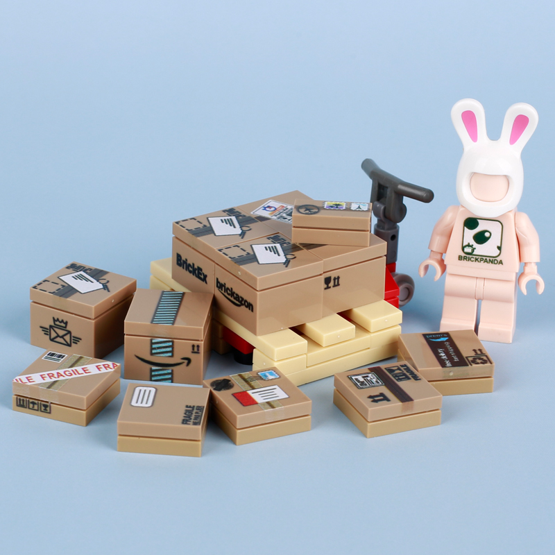 MOC Express Delivery Printed Cart Bricks Box Cart Shopping Compatible