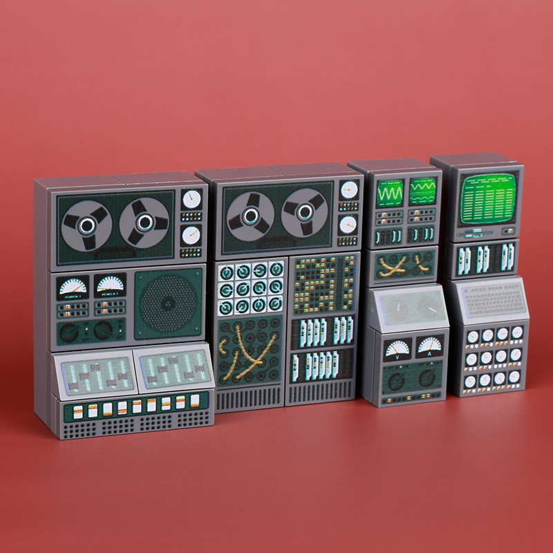 MOC City Computer Control Center Printed Bricks Games Host Monitor Toy