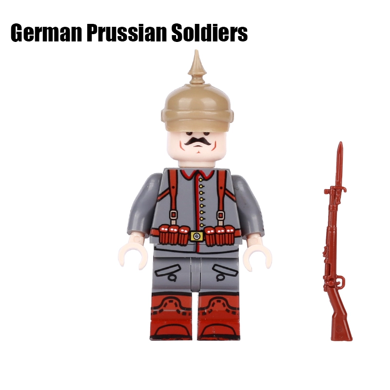 WW1 German Prussian Soldiers Minifigs Bricks Gun Helmet Compatibal Toy