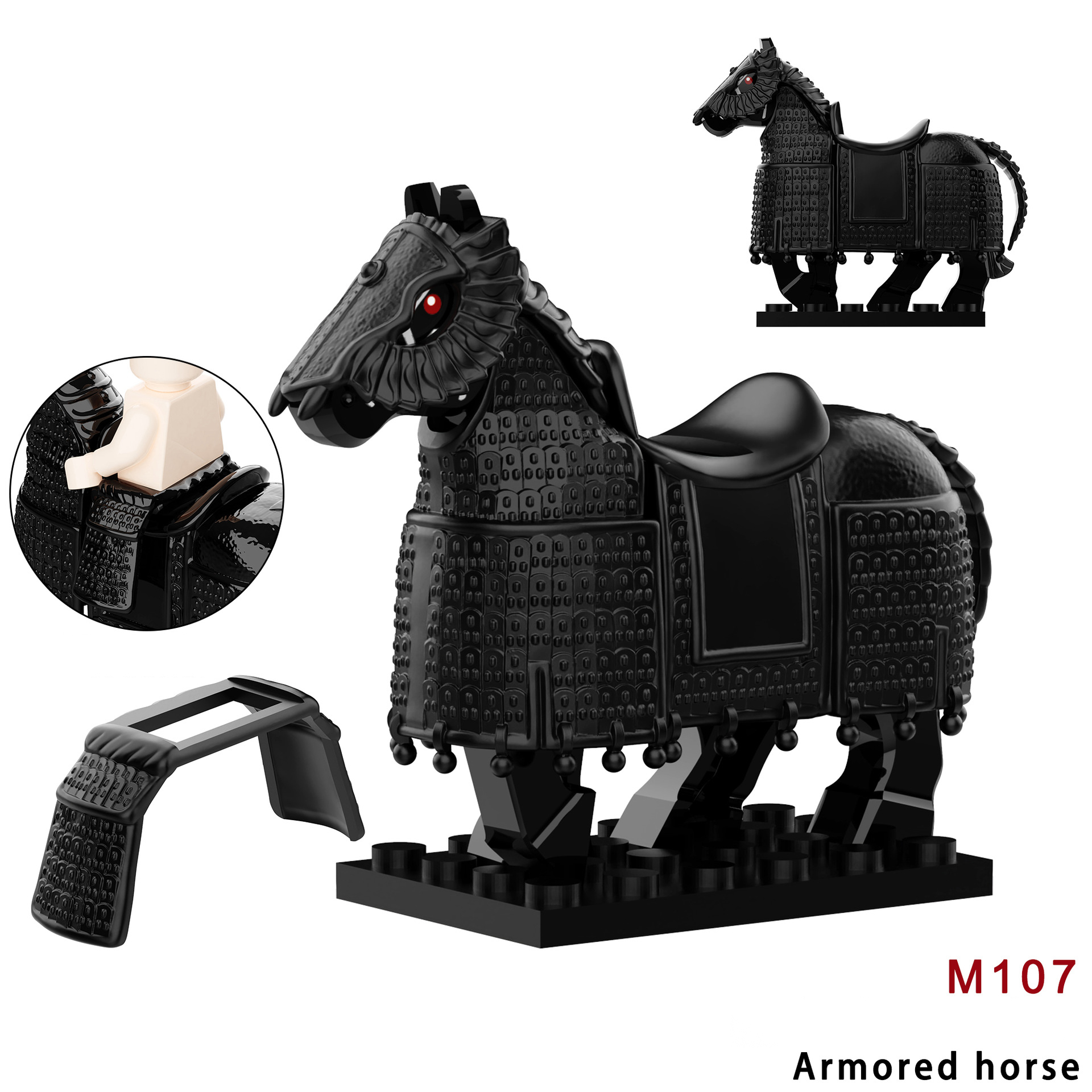 Heavily Tiefutu Armored Soldier Warhorse Mount Bricks Minifigs Compatible