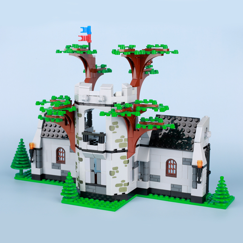MOC City Series Medival Castle Bricks Grass House Candle Compatible Toy