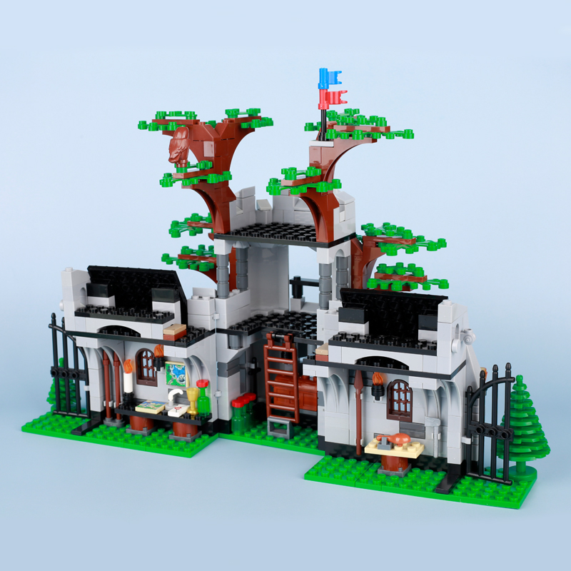 MOC City Series Medival Castle Bricks Grass House Candle Compatible Toy