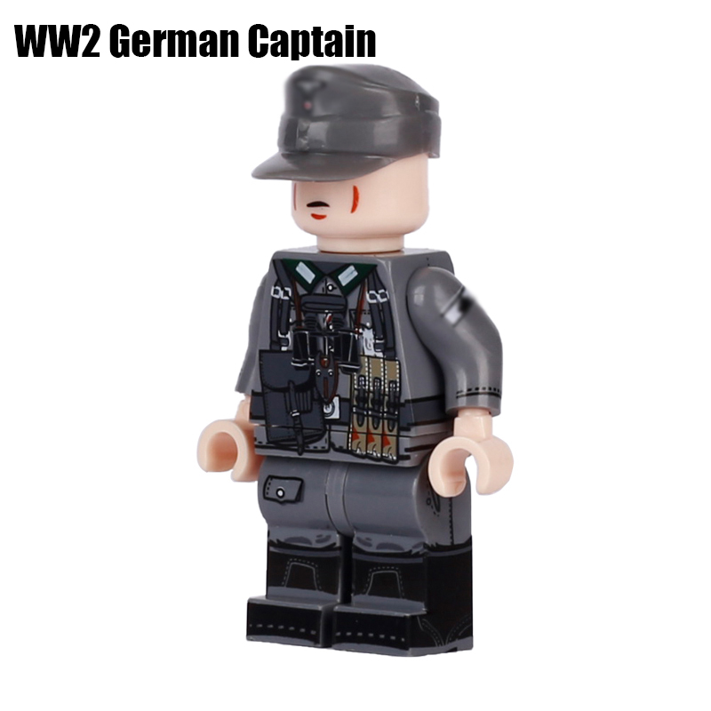 WW2 German Captain Soldiers Minifigs Bricks Helmet Compatibal