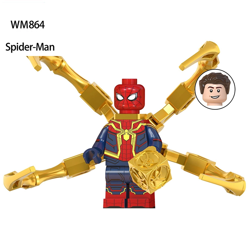Marvel Superheroes Series Spider Man Minifigs Bricks Golden Compatible