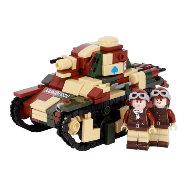 French Renault R35 Light Infantry Tank Sticker Minifigs Bricks Goggles
