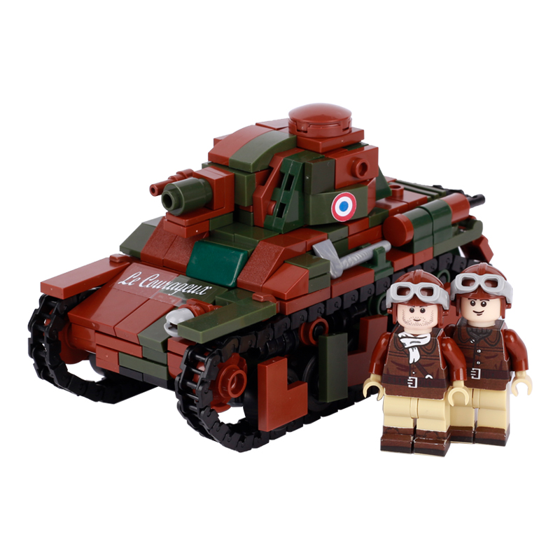 French Renault R35 Light Infantry Tank Sticker Minifigs Bricks Goggles