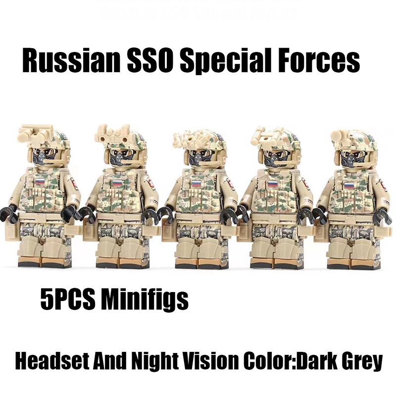 Russian SSO Special Forces Minifigs Bricks Iron Gatling Heavy Weapon