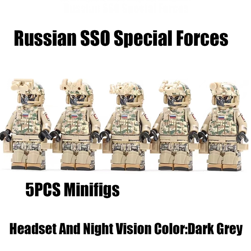 Russian SSO Special Forces Minifigs Bricks Iron Gatling Heavy Weapon