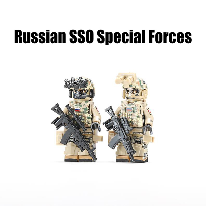Russian SSO Special Forces Minifigs Bricks Iron Gatling Heavy Weapon