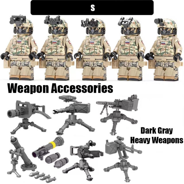 Russian SSO Special Forces Minifigs Bricks Iron Gatling Heavy Weapon