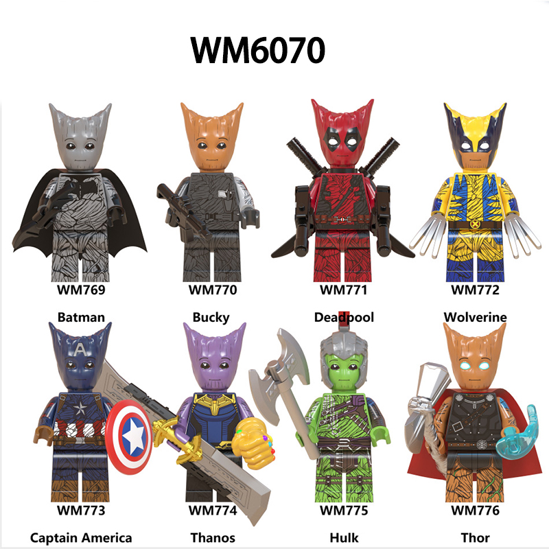 Superhero Series Deadpool Bucky Thor With Bathrobe Assemble Kids Bricks