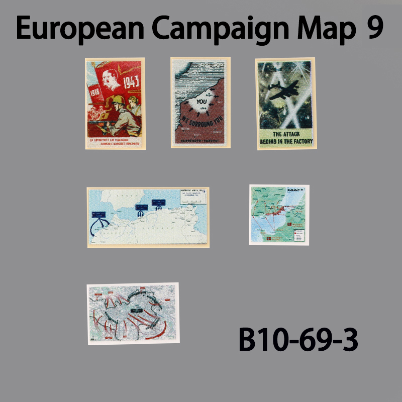 Military Series World Wars II Posters Campaign Map Bricks Kits Kids