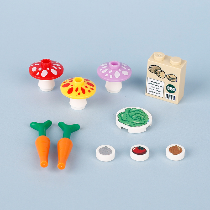 MOC City Vegetable Set Series Printed Bricks Kitchen Meal Shop Toys