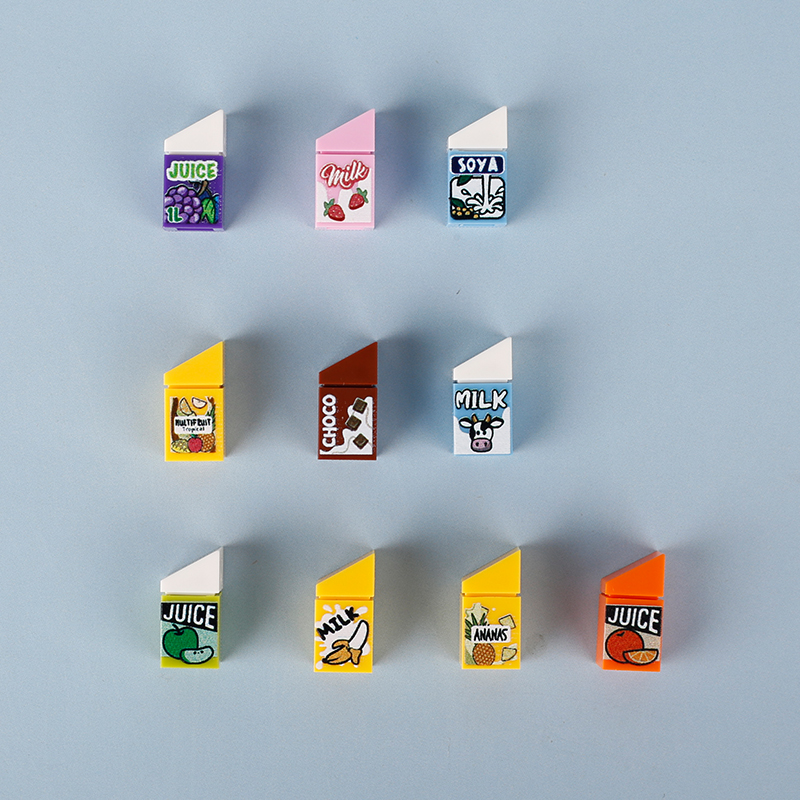 MOC City Juice Set Printed Bricks Grenadine Drink Beer Coffee Cola Toy