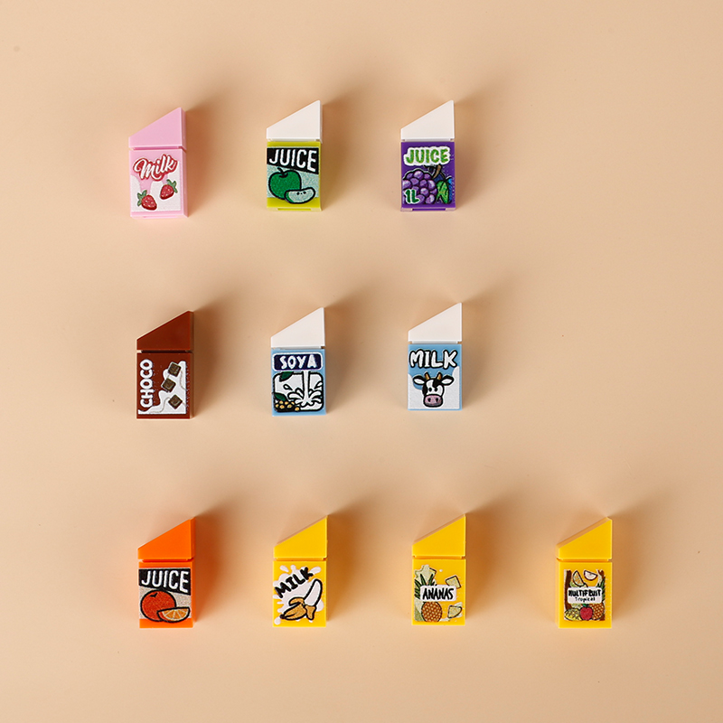 MOC City Juice Set Printed Bricks Grenadine Drink Beer Coffee Cola Toy