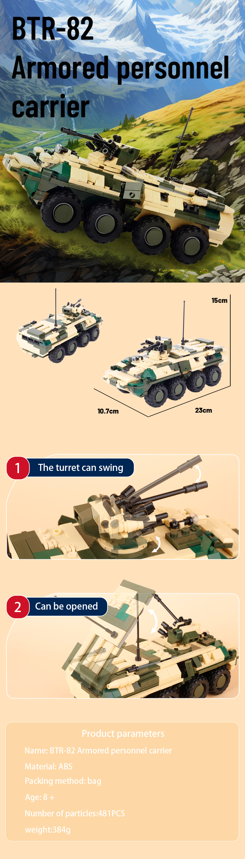 BTR 82 Armored Personnel Carrier Minifigs Bricks Compatible